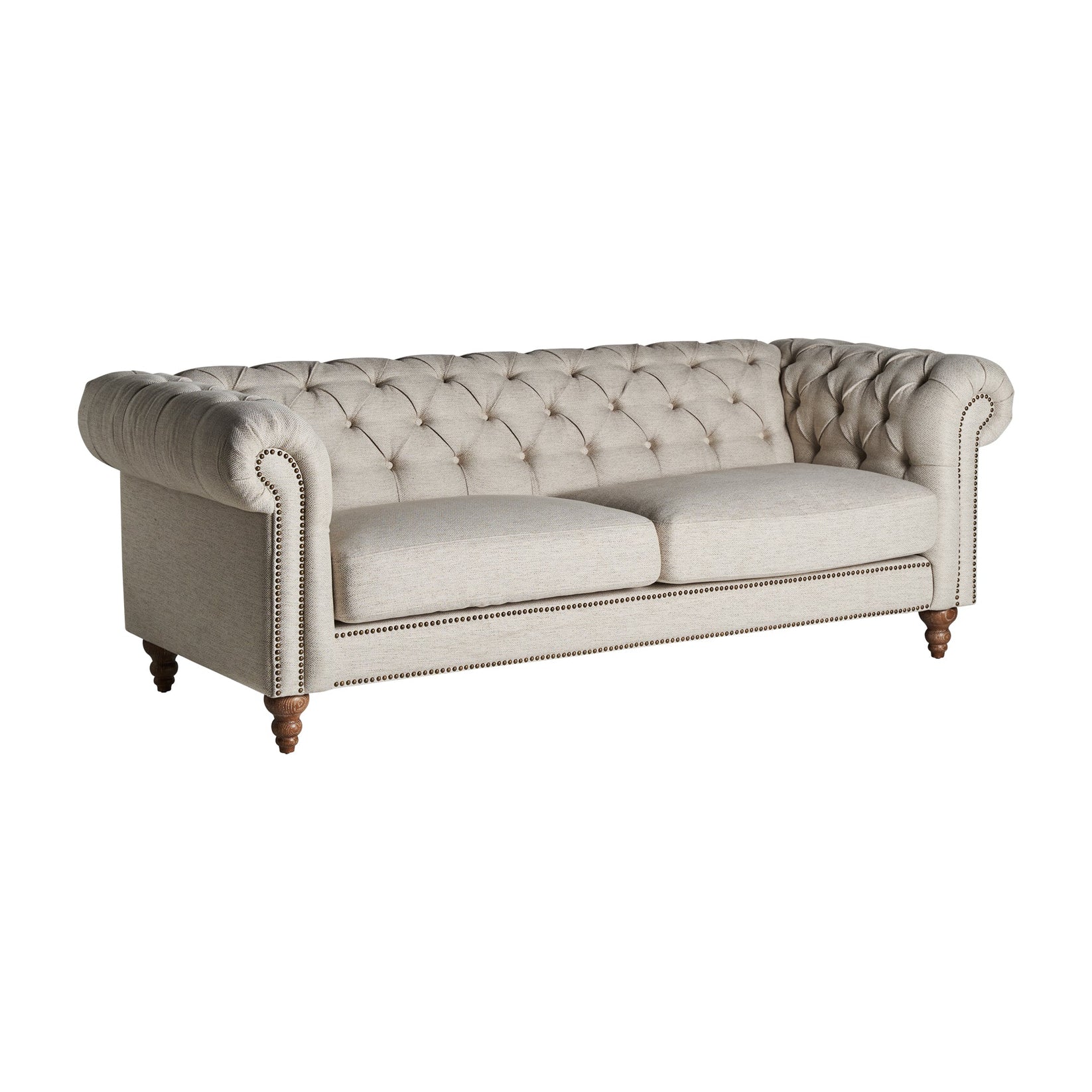 Blamont Sofa in Grey Colour, Colonial style, made of Firwood - 215cm x 85cm x 76cm from ...