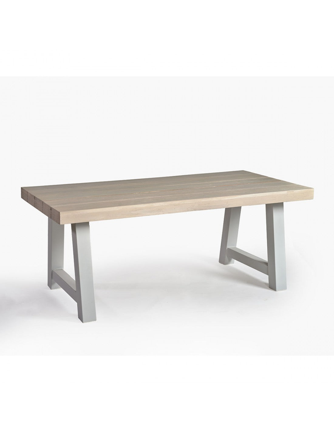 Rectangular bleached teak and aluminum table... – Granada Maison