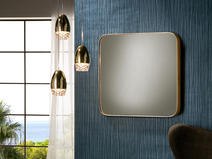 Orio Square Mirror, 51X51, Golden, designed by Schuller for Granada Maison