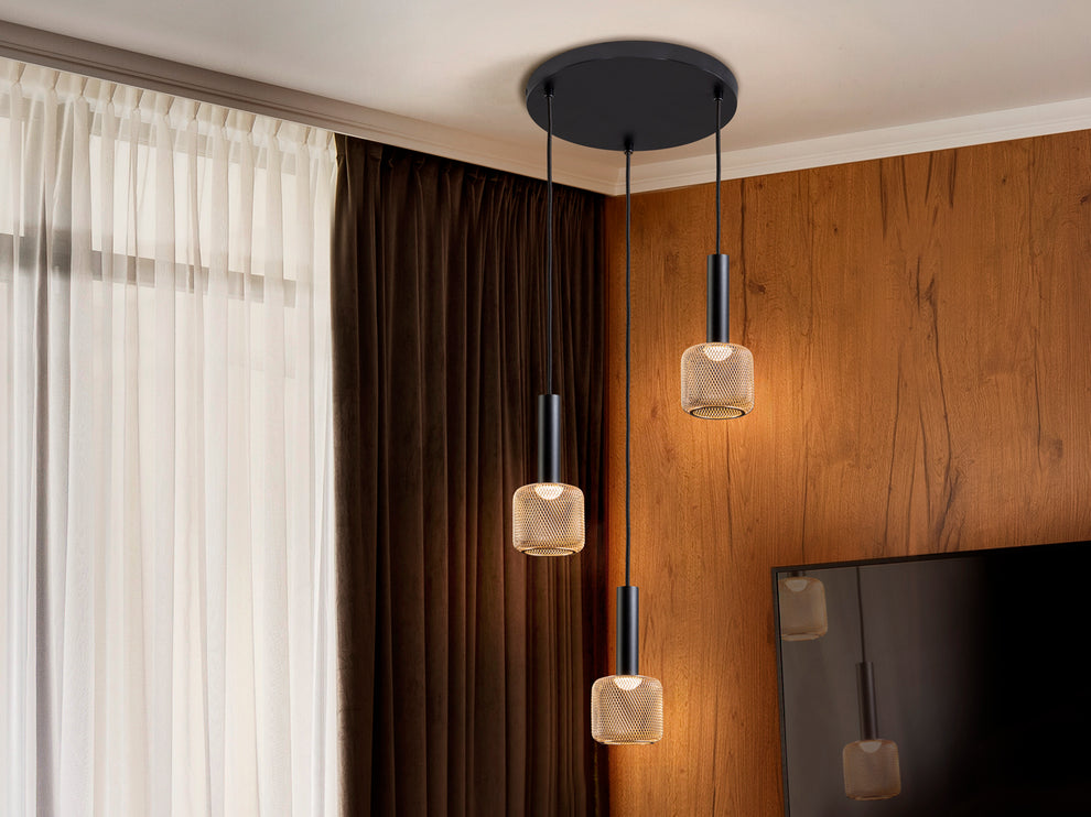 Sincro Lamp 3L., Black/Gold, designed by Schuller for Granada Maison