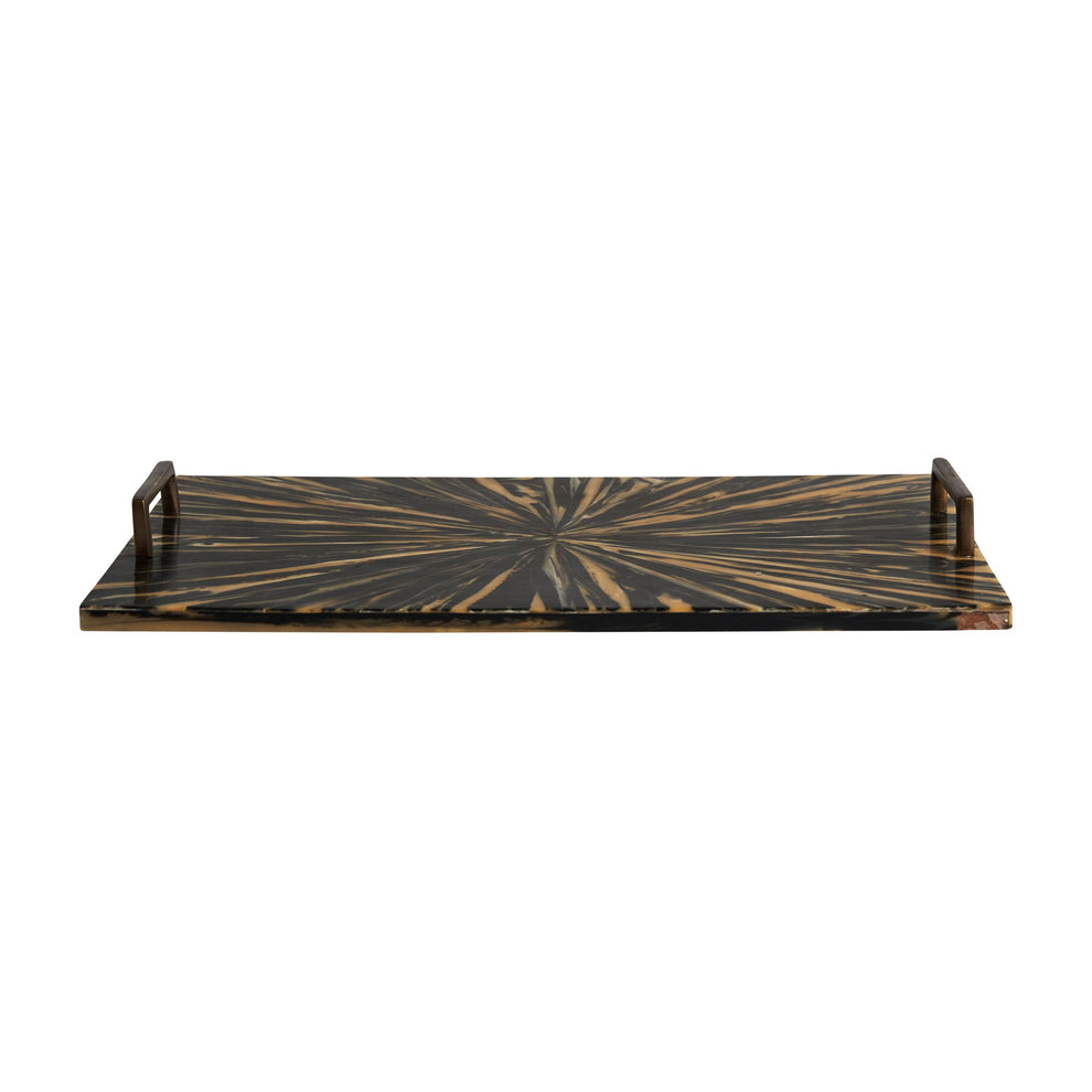 Blene Tray in Black/Gold Colour, Art Deco style, made of Bone - 46cm x ...