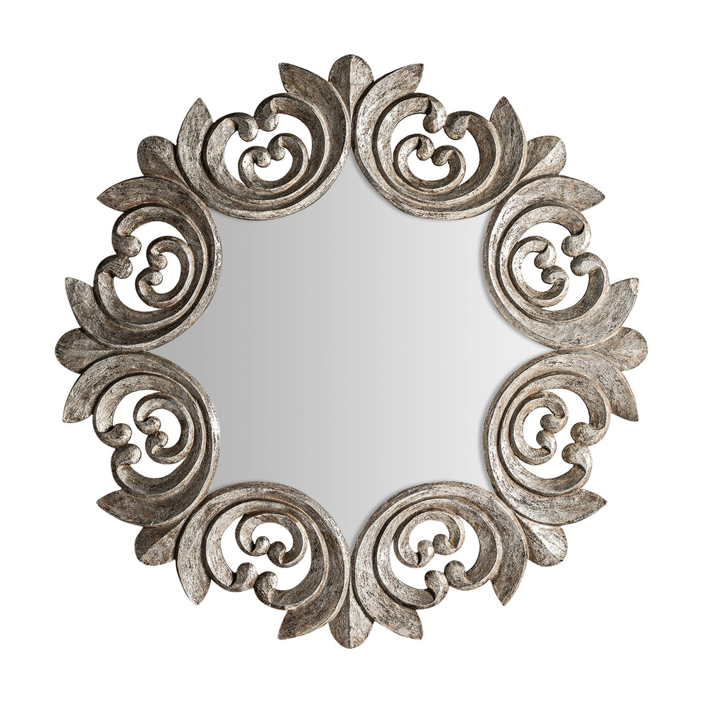 Enna Mirror in Silver Colour, Classic style, made of Tropical Wood ...